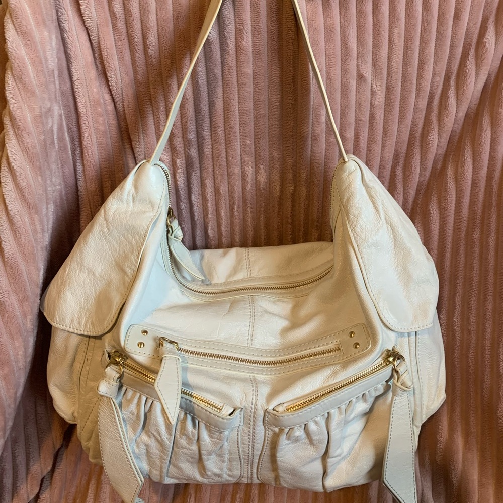 Isabella Fiore Ivory Leather Boho Shoulder Bag - Gem